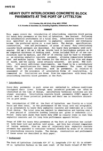 heavy duty interlocking concrete block pavements at the port ... - SEPT