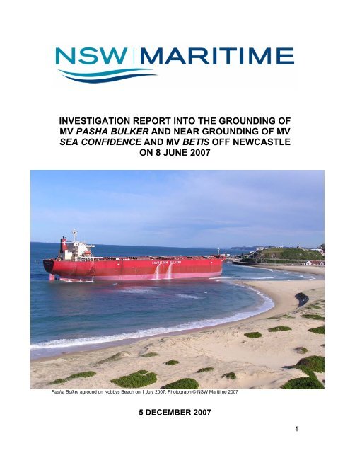 Investigation report into the grounding of - NSW Maritime