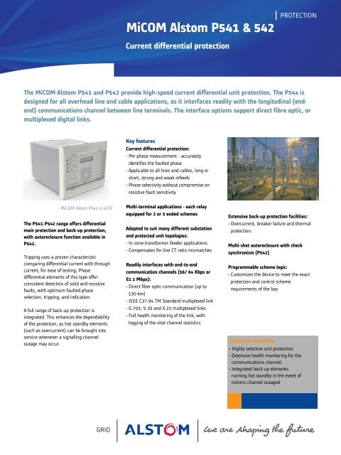 MiCOM Alstom P541-2 Current Differential Protection Brochure
