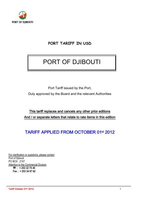 PORT TARIFF IN USD - Port de Djibouti