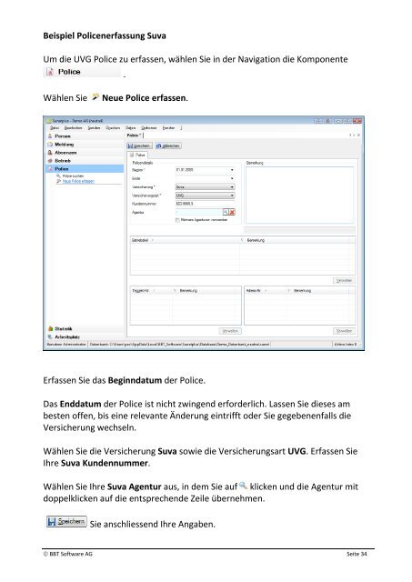 Beispiel Policenerfassung