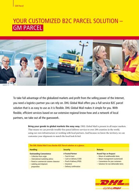 Your Customized B2C Parcel Solution -; GM Parcel