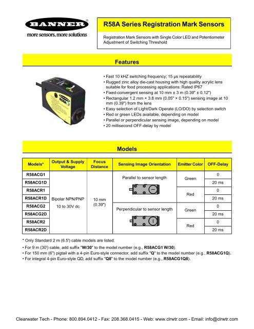 Banner R58A Series Registration Mark Sensors