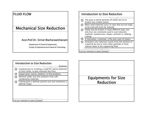 fluid flow : department of chemical engineering