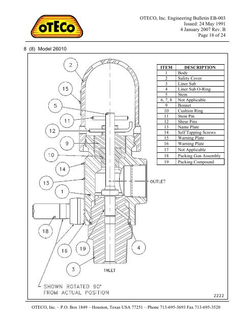 8 (8) Model 26010 OTECO,