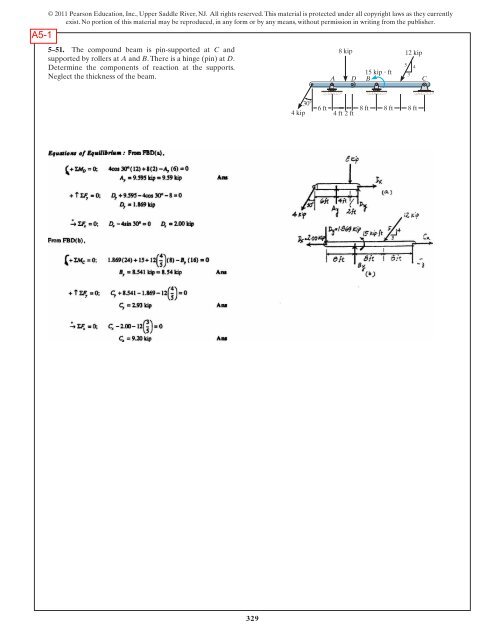 329 5–51. The compound beam is pin-supported at C and ...
