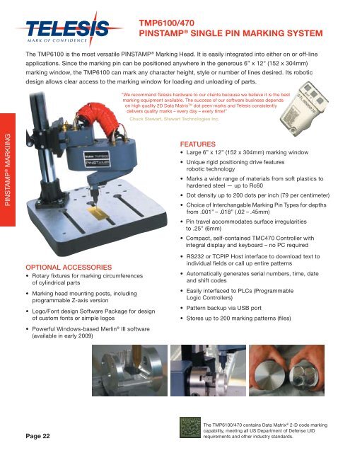 TMP6100/470 PINSTAMP® SINGLE PIN MARKING SYSTEM