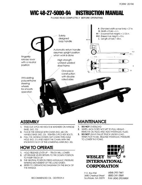 WIC 48-27-5000-94 - Pallet Mule