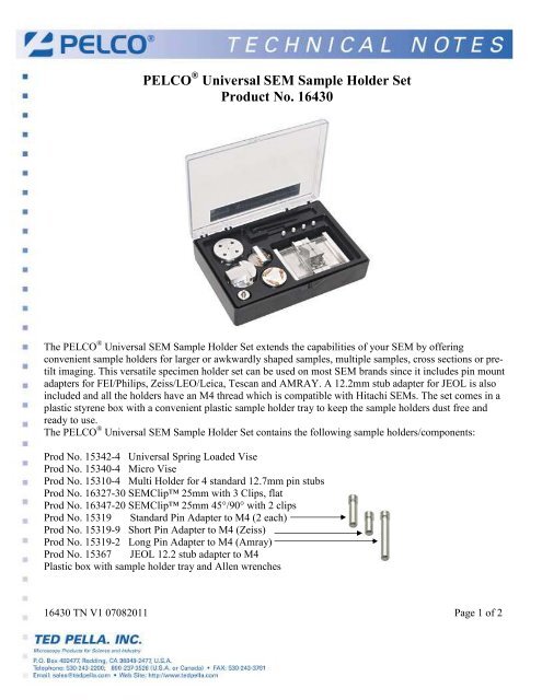 PELCO Universal SEM Sample Holder Set Product ... - Ted Pella, Inc.