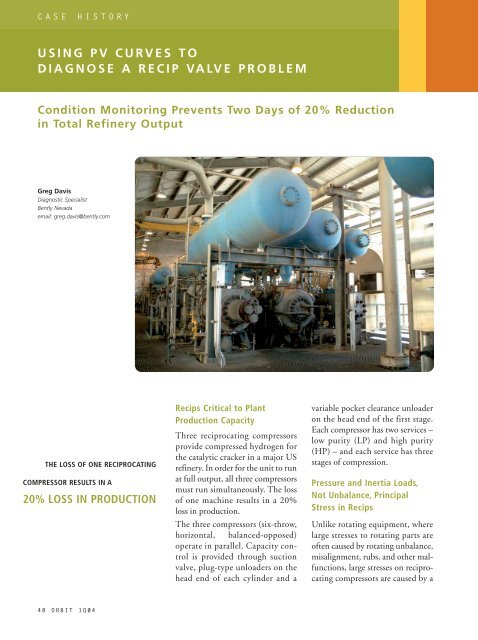 using pv curves to diagnose a recip valve - GE Measurement & Control