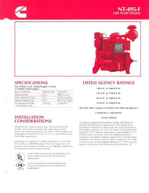 NT-495-F - Cummins Fire Power