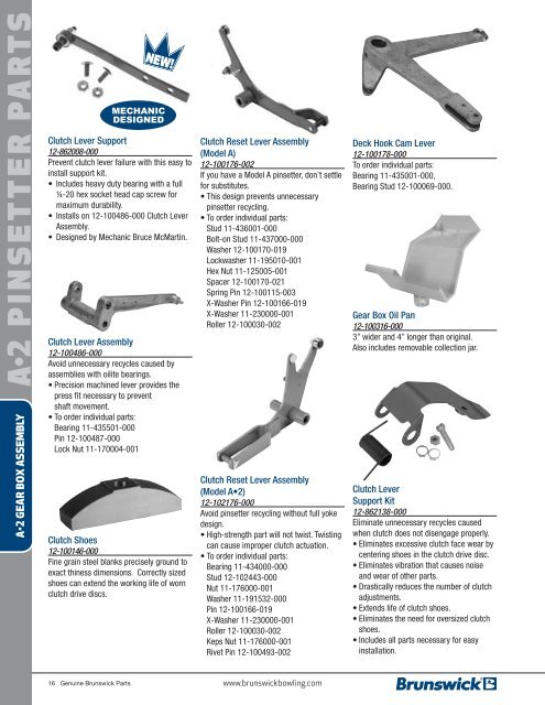 A•2 PINSETTER PARTS A