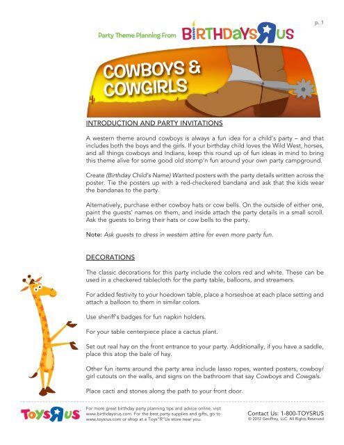 introduction and party invitations - Toys R Us Birthday Club