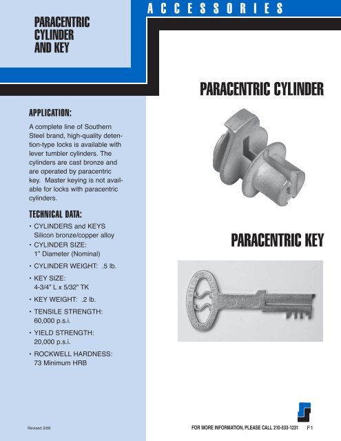 PARACENTRIC CYLINDER PARACENTRIC KEY - Southern Folger