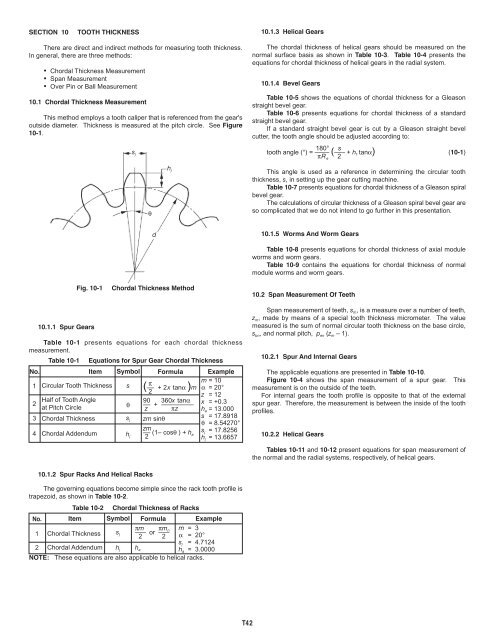 SECTION 10 TOOTH THICKNESS There are direct and indirect ...