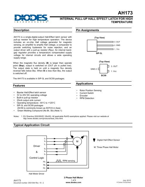INTERNAL PULL-UP HALL EFFECT LATCH FOR ... - Diodes, Inc.