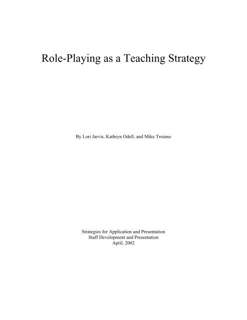 Role-Playing as a Teaching Strategy - iMET