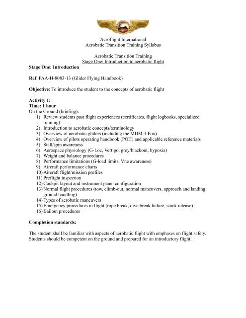 Acroflight International: Aerobatic Training Syllabus