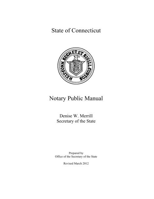 State of Connecticut Notary Public Manual - CT.gov