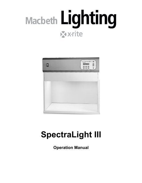 SpectraLight III Manual - X-Rite