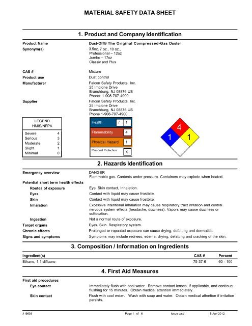 Dust-OffR Duster – English MSDS-April2012 - Falcon Safety