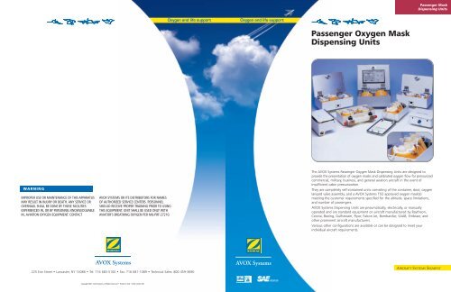 Passenger Oxygen Mask Dispensing Units - AVOX Systems, Inc.