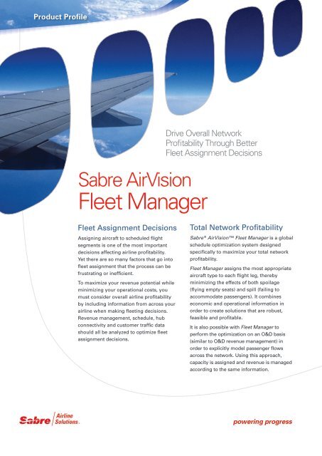 Fleet Manager - Sabre Airline Solutions