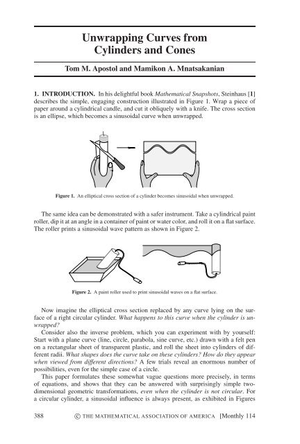 Unwrapping Curves from Cylinders and Cones - Mamikon