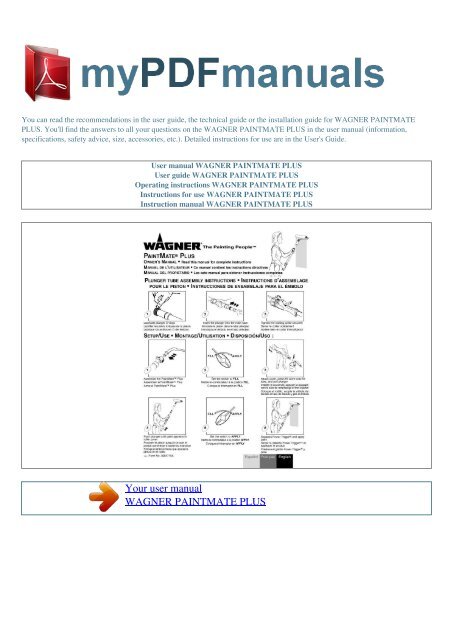 User manual WAGNER PAINTMATE PLUS - MY PDF MANUALS