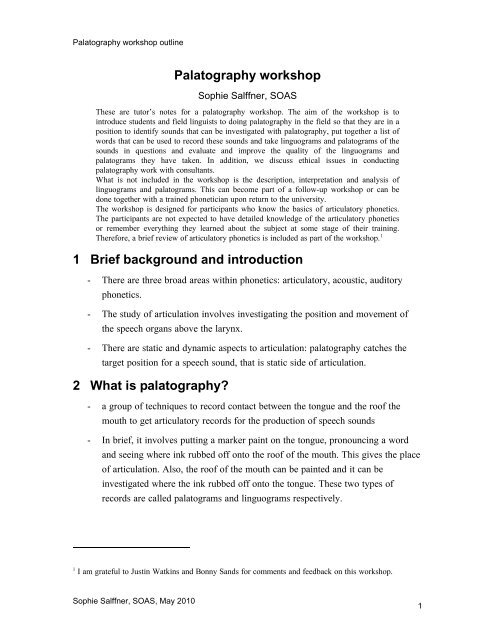 Palatography – Phonetics tutorial week 10