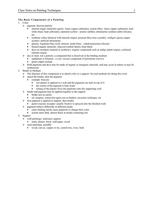 Notes on painting techniques - Arizona