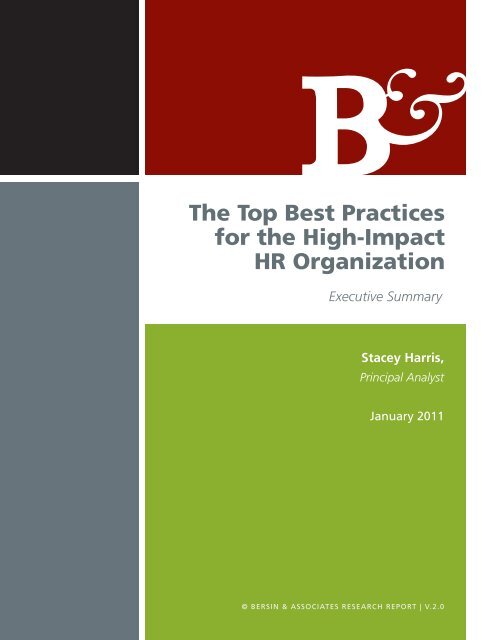 The Top Best Practices for the High-Impact HR Organization - Bersin ...