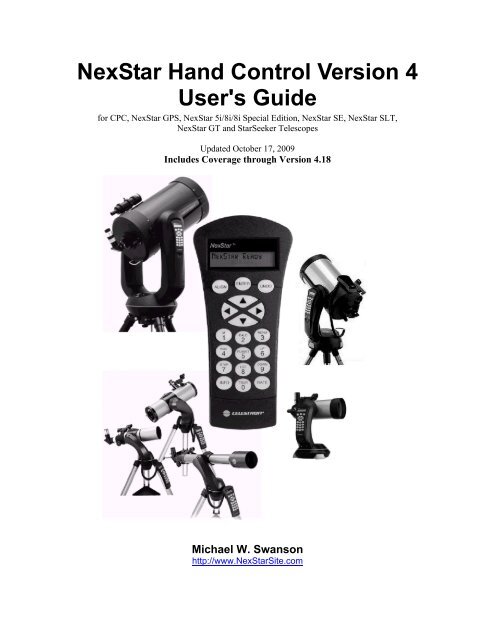 NexStar Hand Control Version 4 User's Guide - NexStar Resource Site
