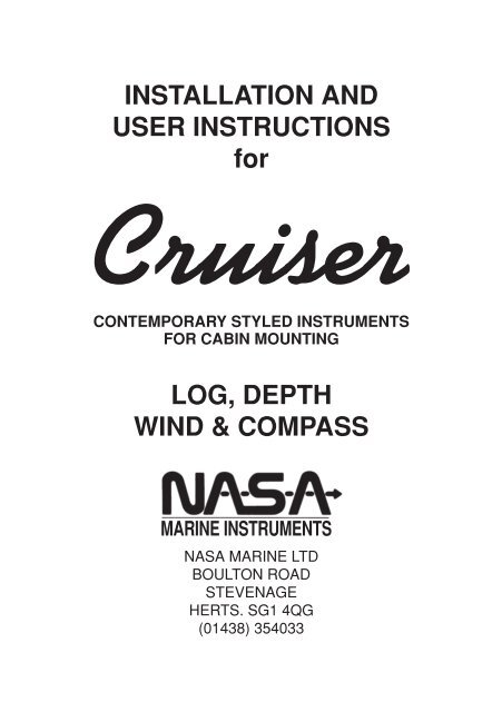 Installation and user instructions for cruiser - NASA Marine