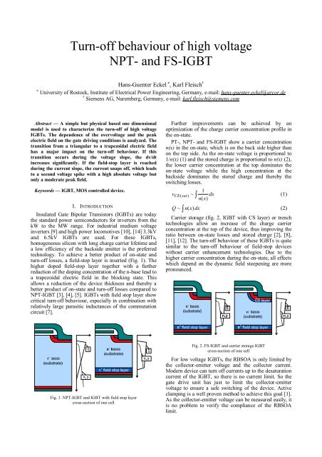Turn-off behaviour of high voltage NPT- and FS-IGBT