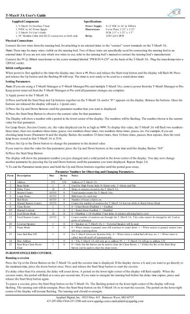 T-Max® 3A User's Guide - Applied Digital, Inc.