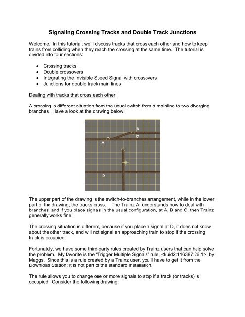 Signalling Crossing Tracks and Double Track Junctions