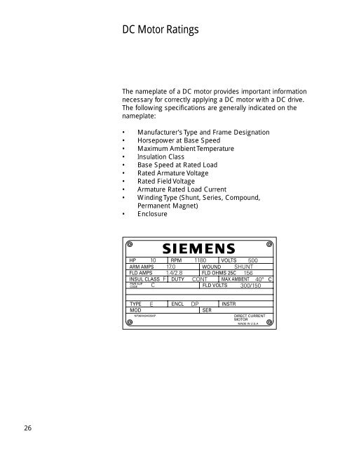 DC Motor Ratings - Automation *Media