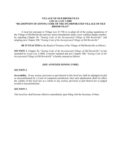 Zoning Code - The Incorporated Village of Old Brookville