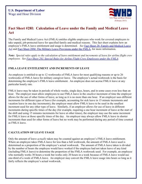 Fact Sheet #28I: Calculation of Leave under the Family and Medical ...