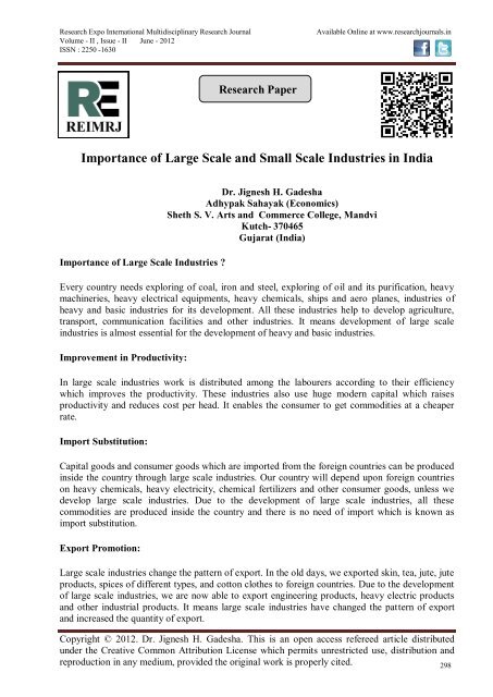 Importance of Large Scale and Small Scale Industries in India