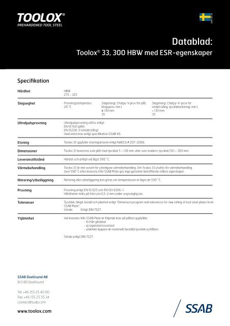 Product sheet: Datablad: - SSAB