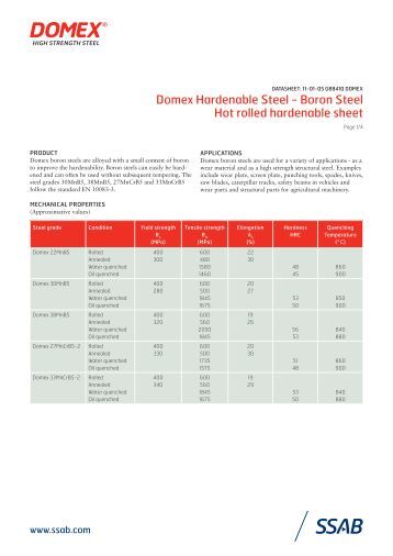 Domex 110 XF Hot rolled, extra high strength, cold forming ... - SSAB