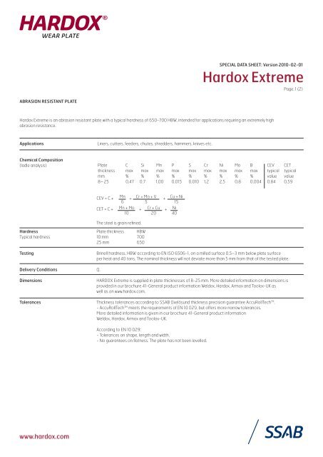 Hardox Extreme - SSAB.com