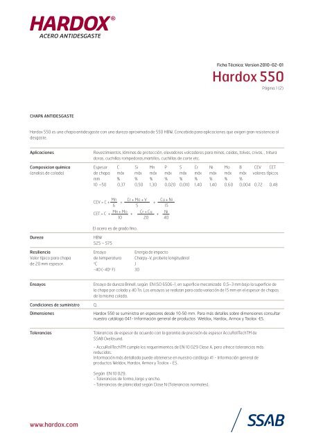 Hardox 550 - SSAB