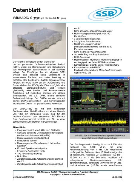 Datenblatt - SSB-Electronic