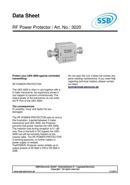 Data Sheet - SSB-Electronic