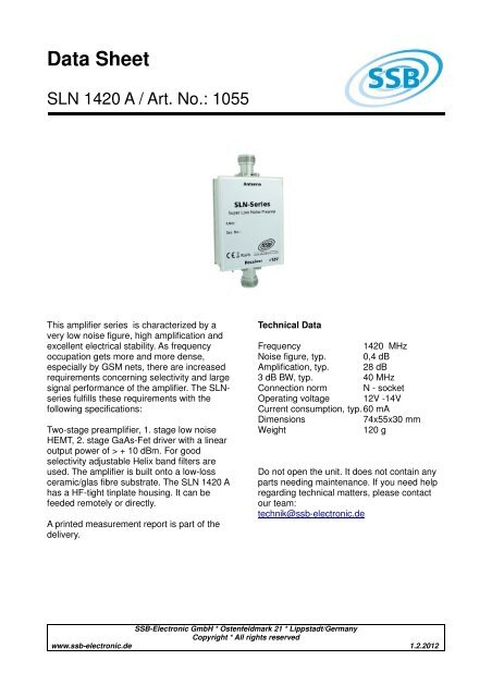 Data Sheet - SSB-Electronic