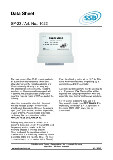 Data Sheet - SSB-Electronic