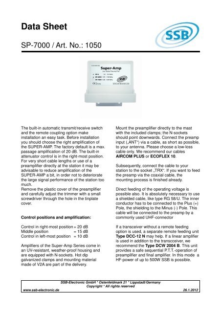 Data Sheet - SSB-Electronic